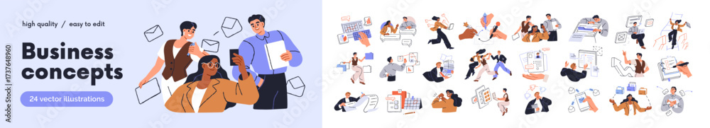 Business concepts, office work, professional icons set. Job success ...
