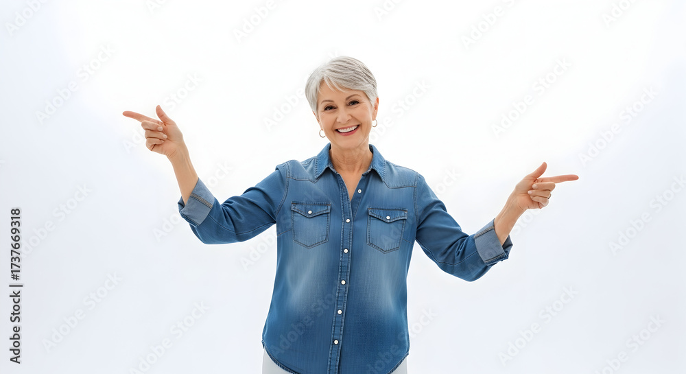 Mature Woman Presenting Options Confidently Senior Female Demonstrating ...