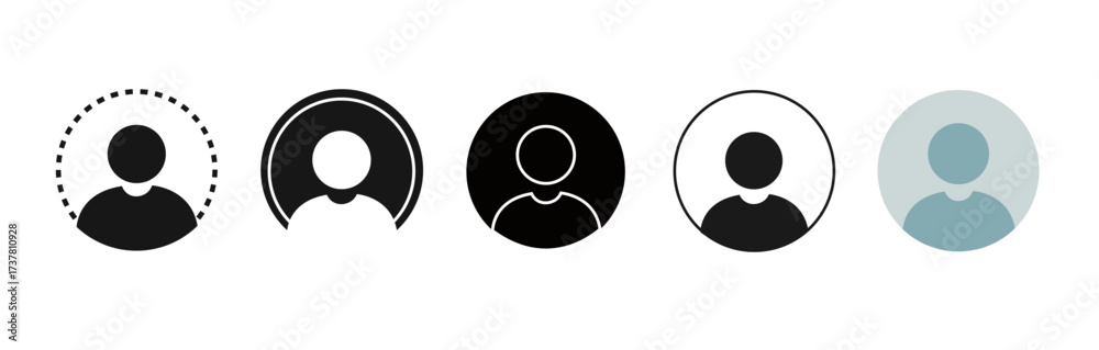 User profile avatar icon set. Person silhouette symbols. Account, ID ...