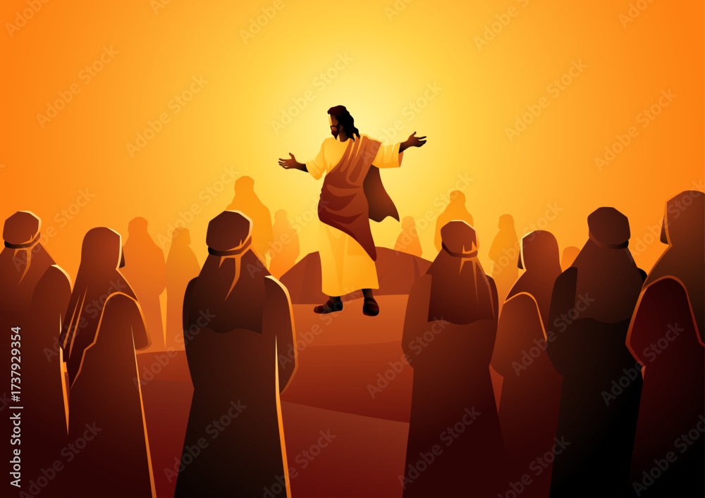 Biblical silhouette illustration series, Jesus Preaching to the Crowd ...