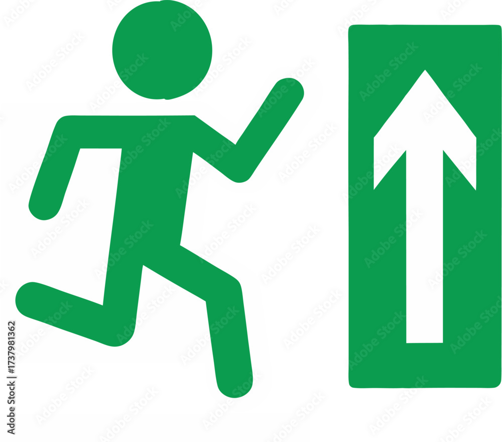 Vector de Stock Green Emergency Exit Sign Glyph Vector Icon with Up ...