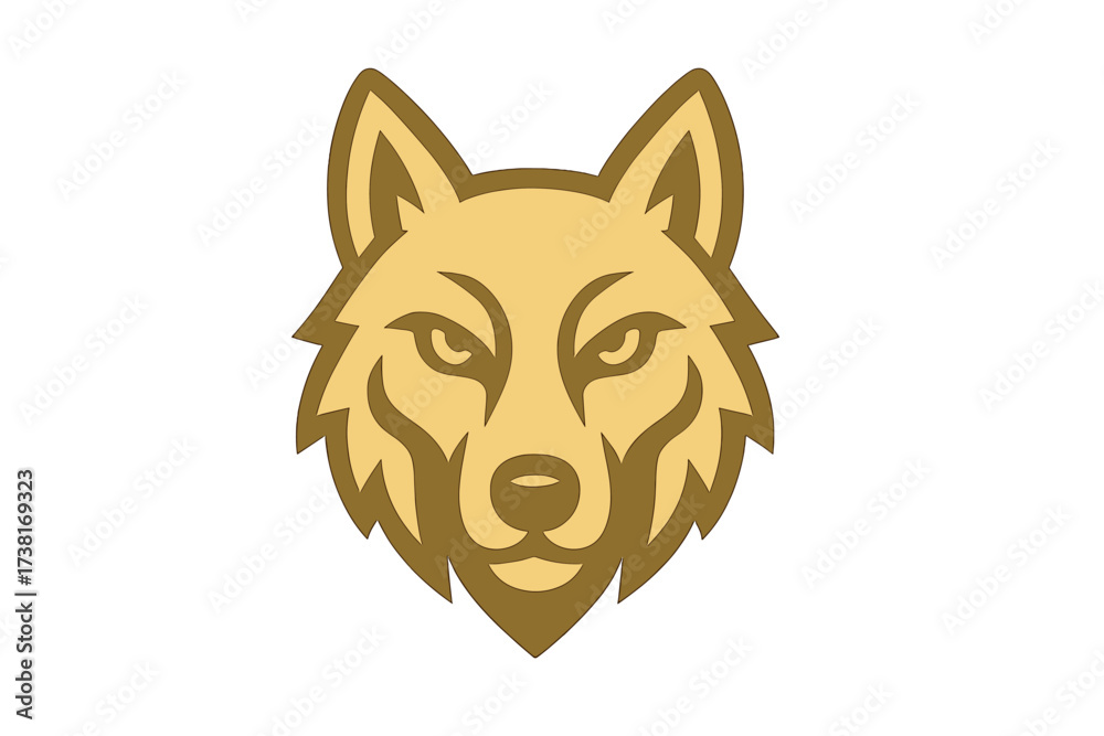 Wolf head vector logo icon. Golden luxury wolf mascot emblem for ...