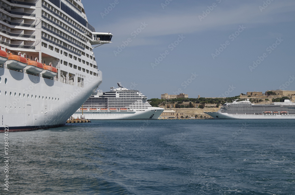 Modern cruise ship cruiseship liner being modernized over-hauled ...