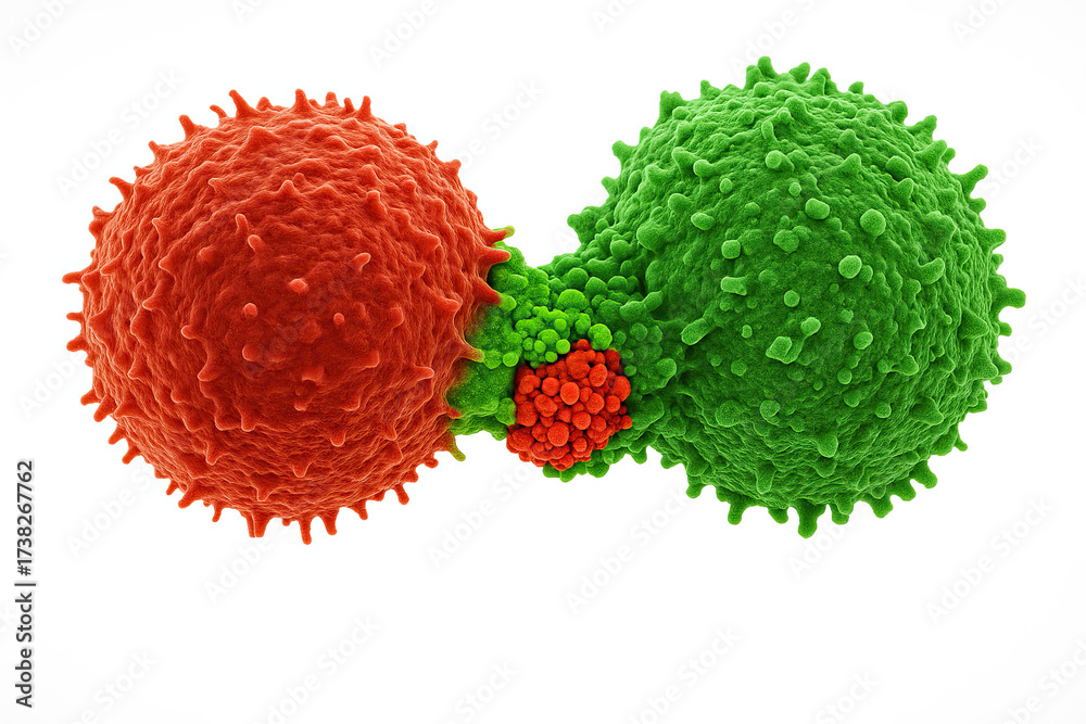 Macrophage engulfing a T-cell. A macrophage, a large white blood cell ...