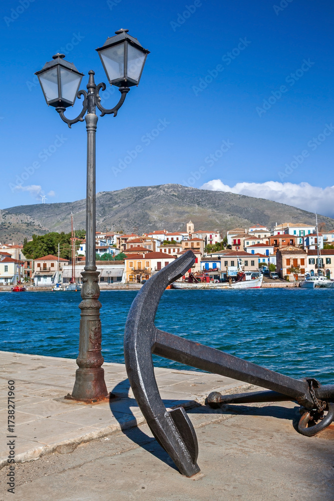 ภาพถ่าย Stock Galaxidi town, Greece, Europe. View of the traditional ...