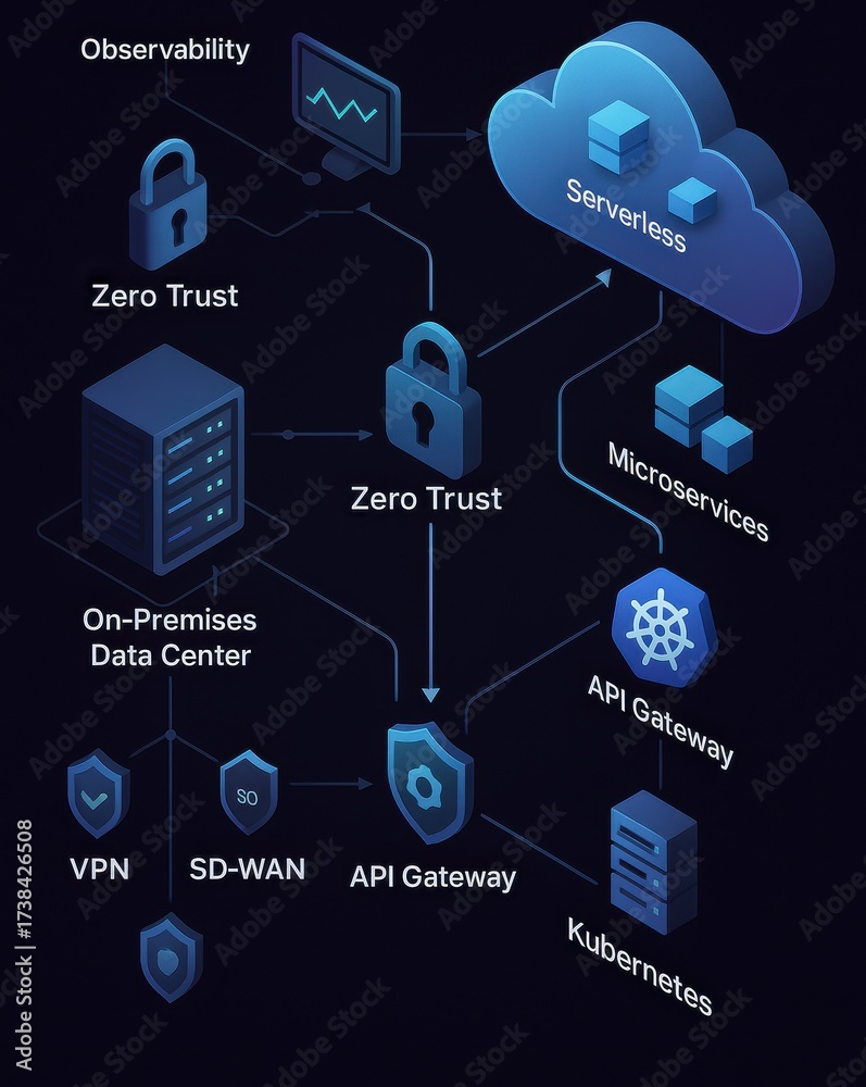 Architecture Diagram Illustrating Zero Trust Security in Cloud and On ...