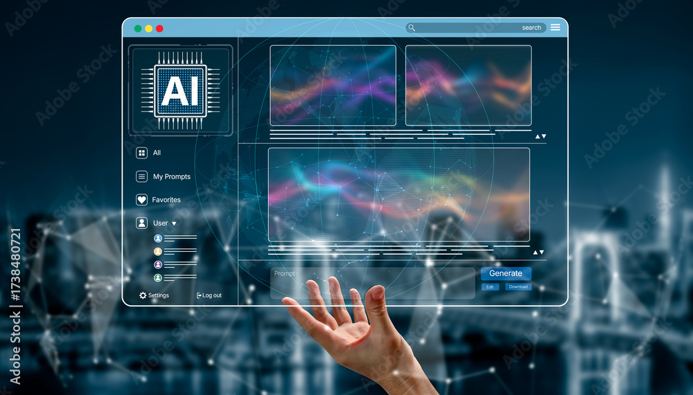 AI platform generating art images with dynamic interface. AI-generated ...