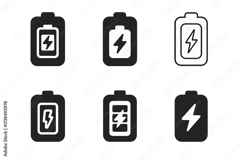 Creative Charger Logos. Portable chargers. Set Logo of modern tech ...