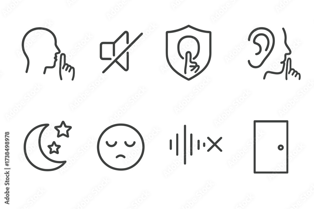 Stock-Vektorgrafik „Silent Signal Icons. Outline icon set of silent ...