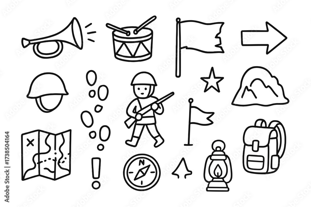 Enemy Retreat Symbols. Hand-drawn doodle illustration Enemy retreat ...