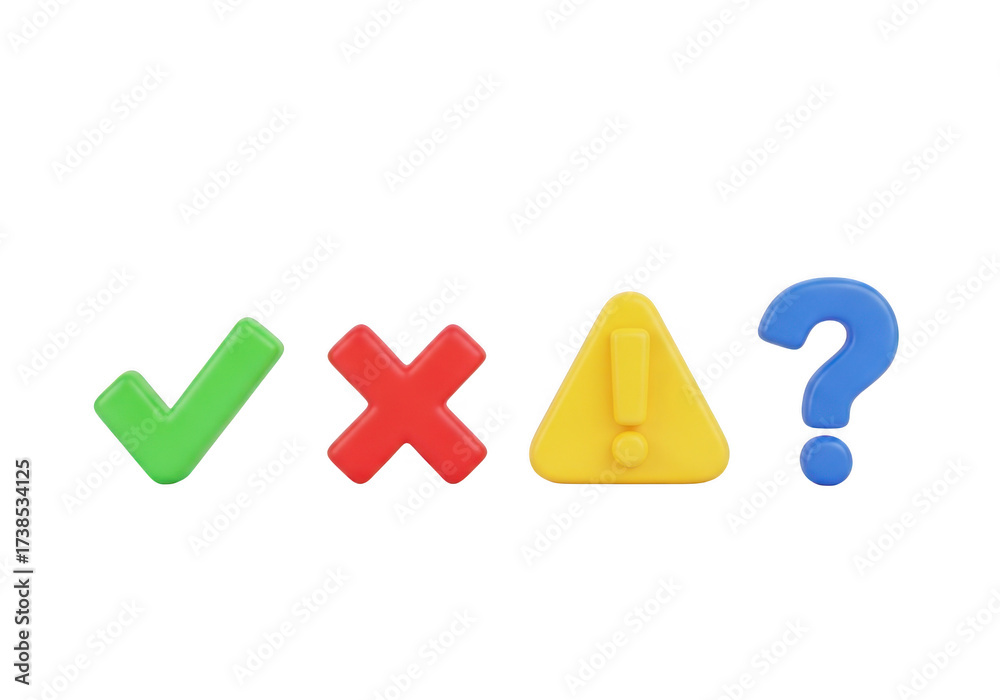 Stock-Illustration „Green check mark, red cross, yellow warning sign ...