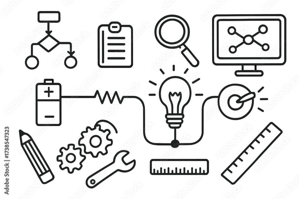Cartoon Electrical Doodle. Hand-drawn doodle illustration electrical ...