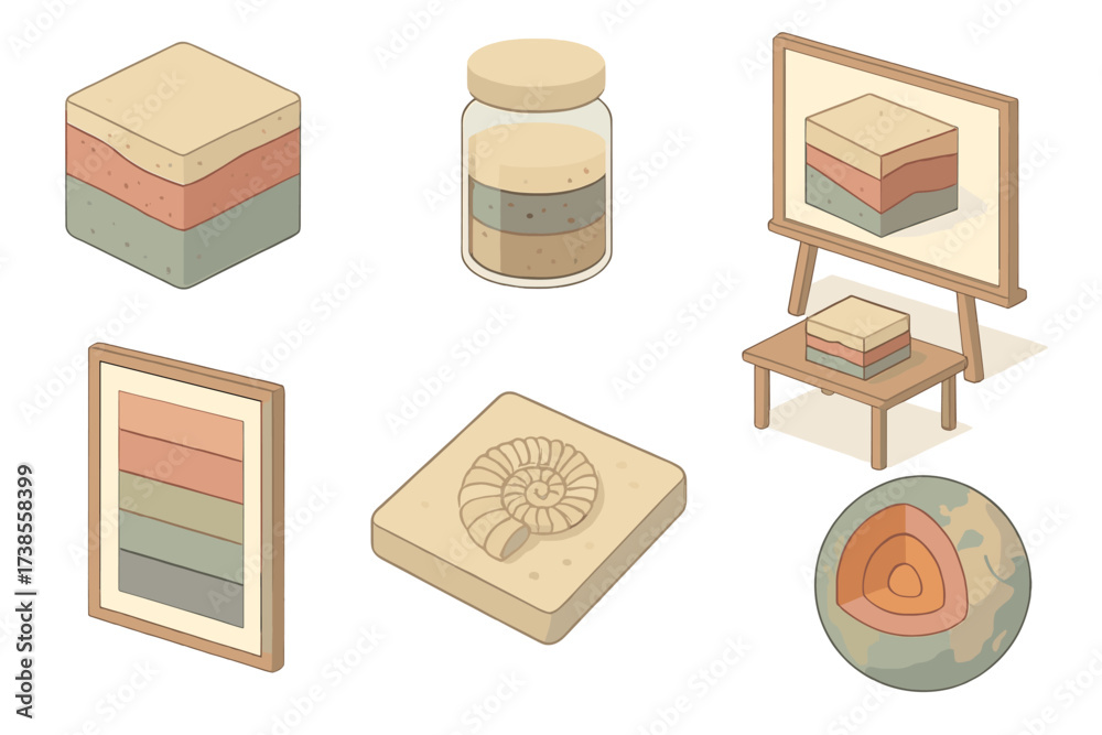 Geology Teaching Tools. Isometric vector illustration set Teaching ...