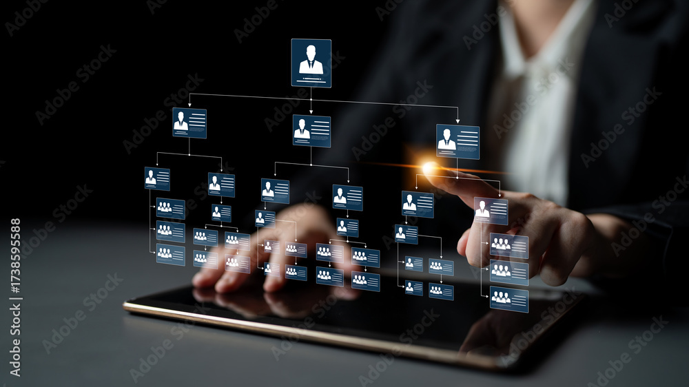 Foto de Stock Corporate org chart and team structure show hierarchy ...