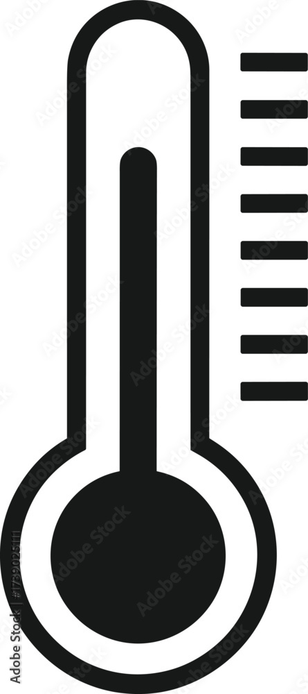 Black Silhouette Icon of a Thermometer with Horizontal Markings symbol ...