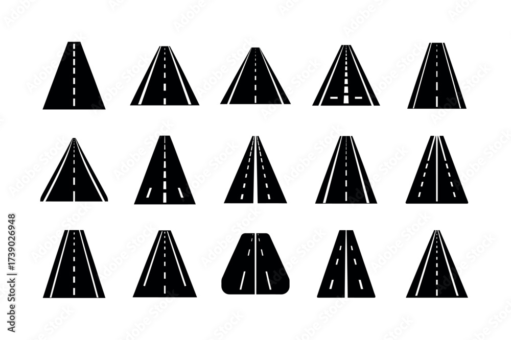 Road Icons – Highway, Street, and Transportation Path Vector Set for ...