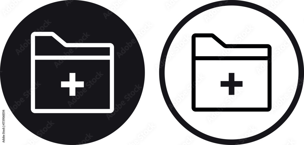 Add folder icon set in two styles . Add new folder icon . Vector ...