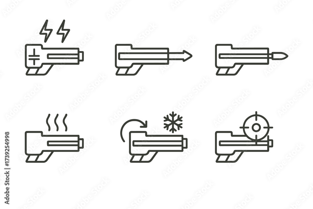 Stock-Vektorgrafik „Railgun Icon Sequence. Outline icon set of railgun ...