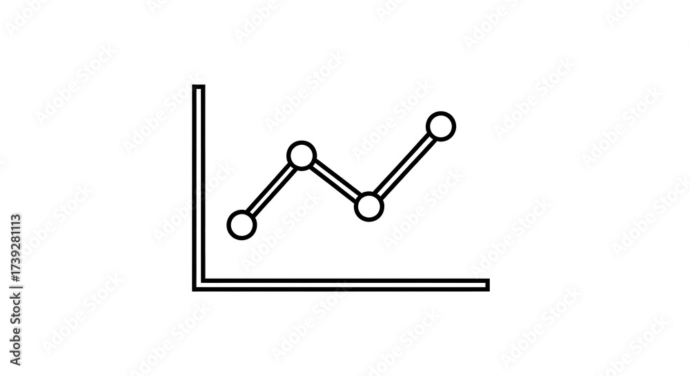 ภาพถ่าย Stock Line graph with three data points connected by lines in a ...