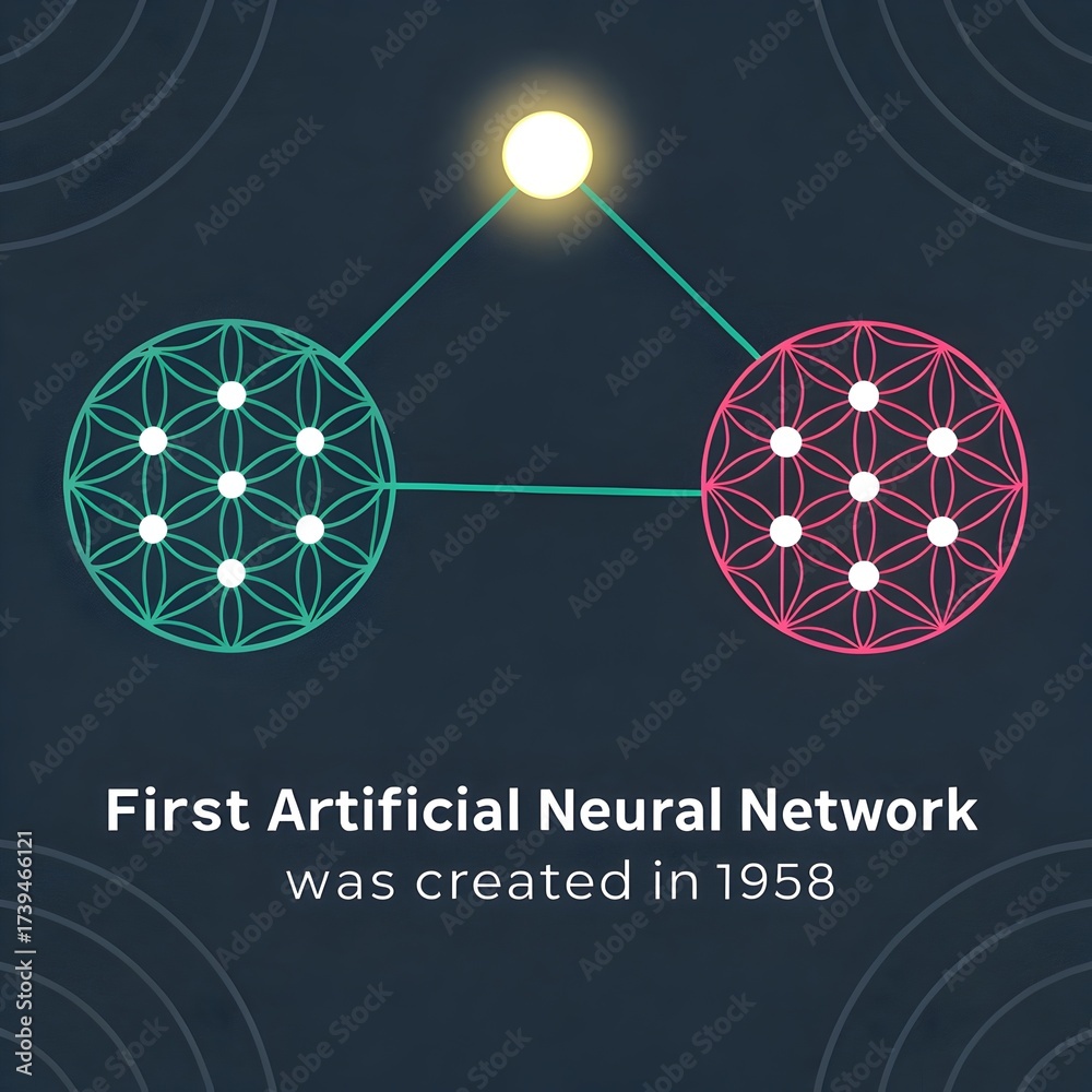 Birth of Neural Networks, neural network art, minimalist AI history, AI ...