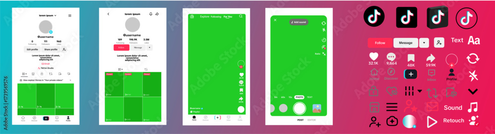Tiktok mobile App interface template on Apple Iphone mockup updated ...