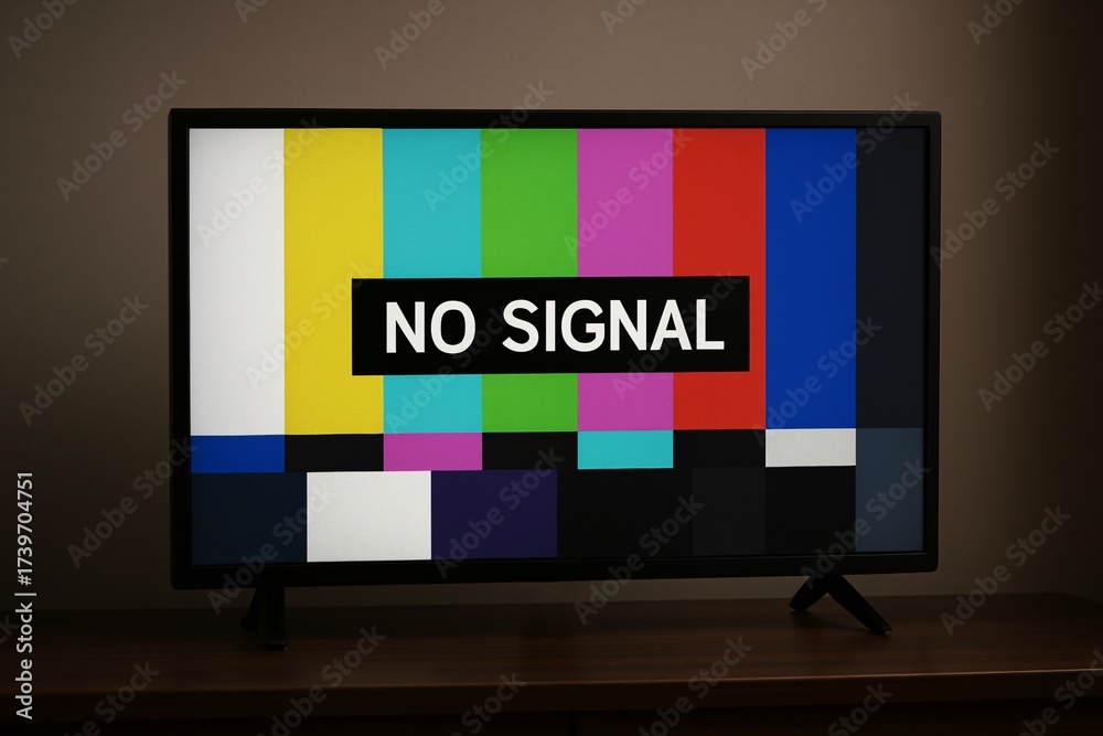 Modern Flat Screen Television Displaying "NO SIGNAL" Error Message on ...
