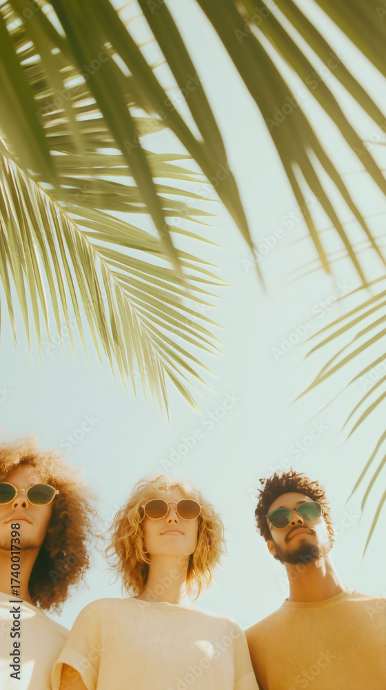 Authentic low angle portrait of a diverse corporate team looking up ...