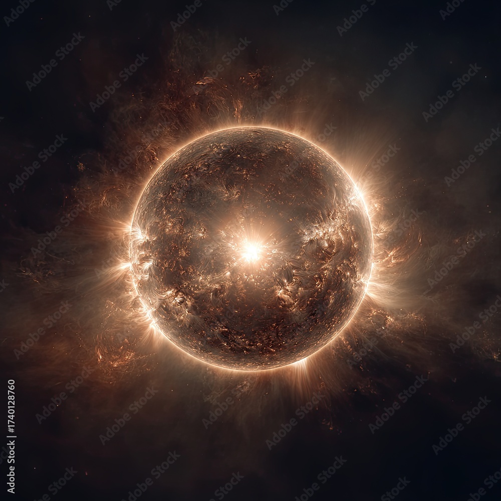 Magnetic flare on the Sun. A powerful explosion with the ejection of ...