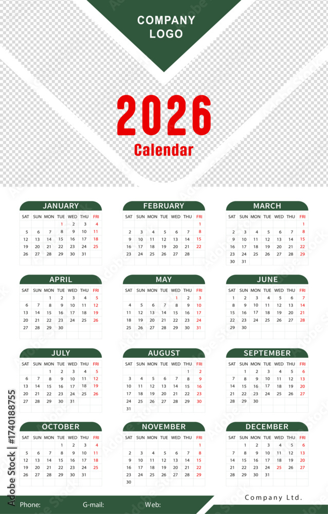 Editable Calendar Design 2026. Calendar Design Template. calendar for ...