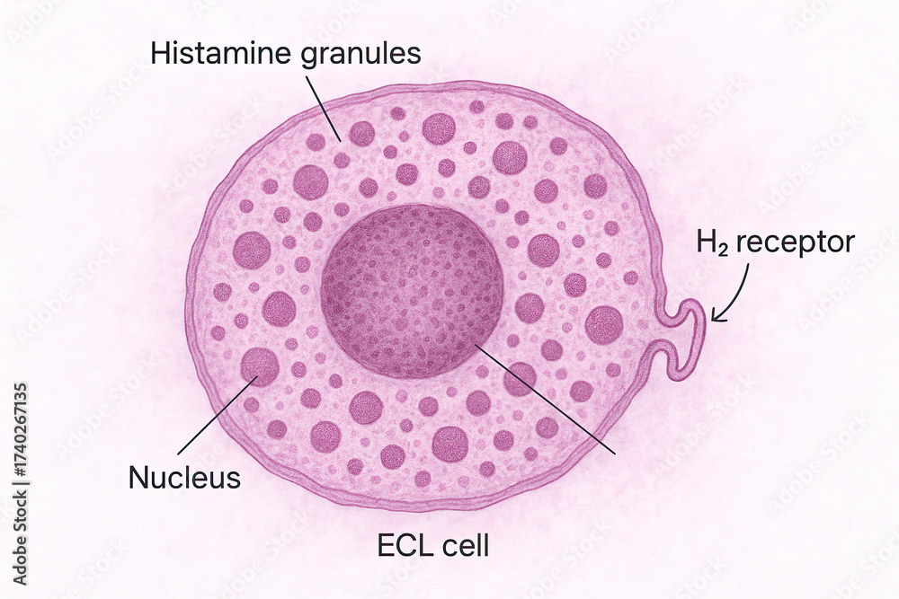 Illustration Stock Diagram of an Enterochromaffin-like (ECL) cell ...