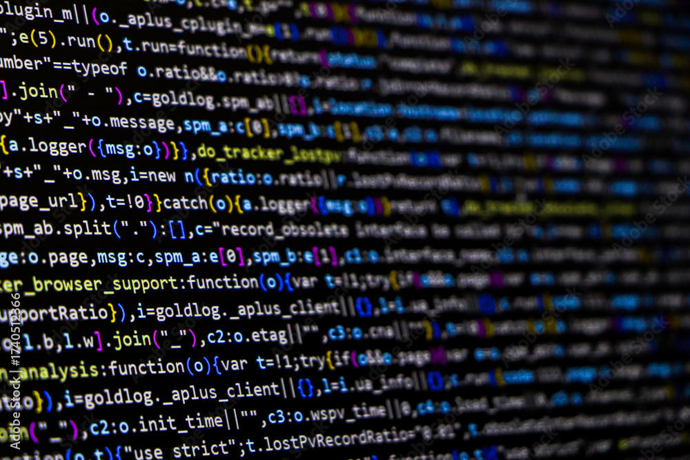 Software source code. Programming code. Programming code on computer ...