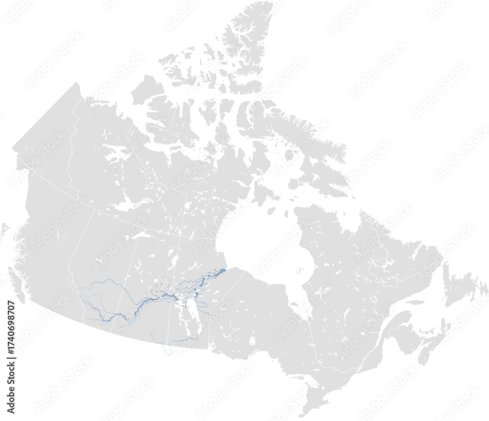 Nelson river system – rivers vector map of Canada highlighting main ...