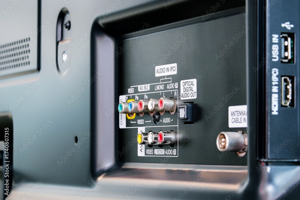 Connecting panel to external devices input output video and audio ...