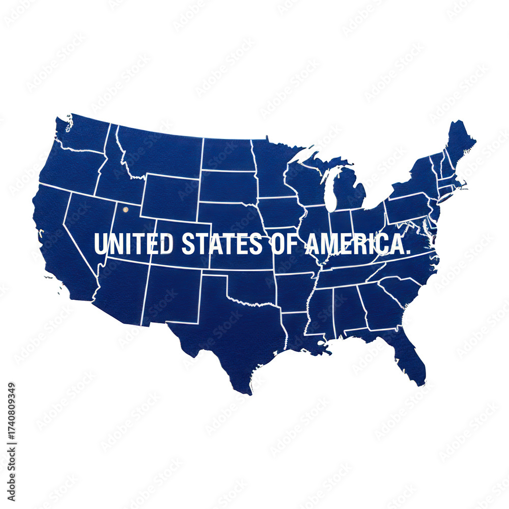 Foto de Stock Blue map showing the contiguous United States with state ...