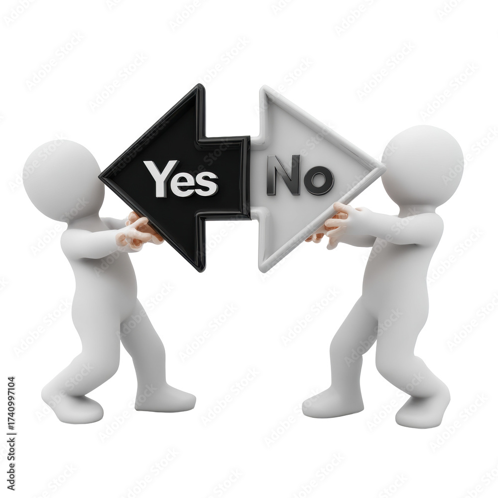 Yes vs No: Decision Arrow Conflict on Transparent Background Stock ...