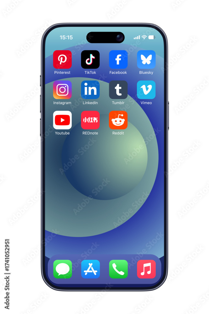 iPhone 17 Pro Max mockup with liquid glass design showing iOS 26 home ...