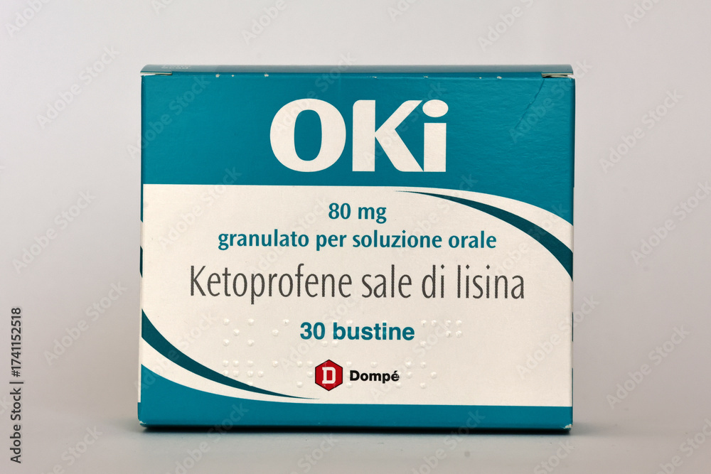 Photo Stock Italy – October 4, 2025: Oki 80 mg oral solution granules ...
