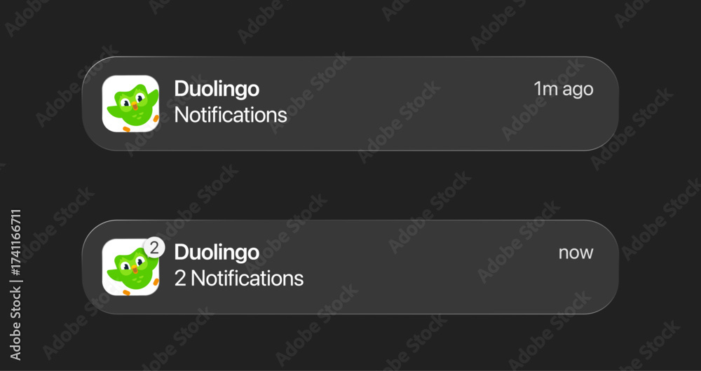 Duolingo iOS 26 UI template with liquid glass notification design ...
