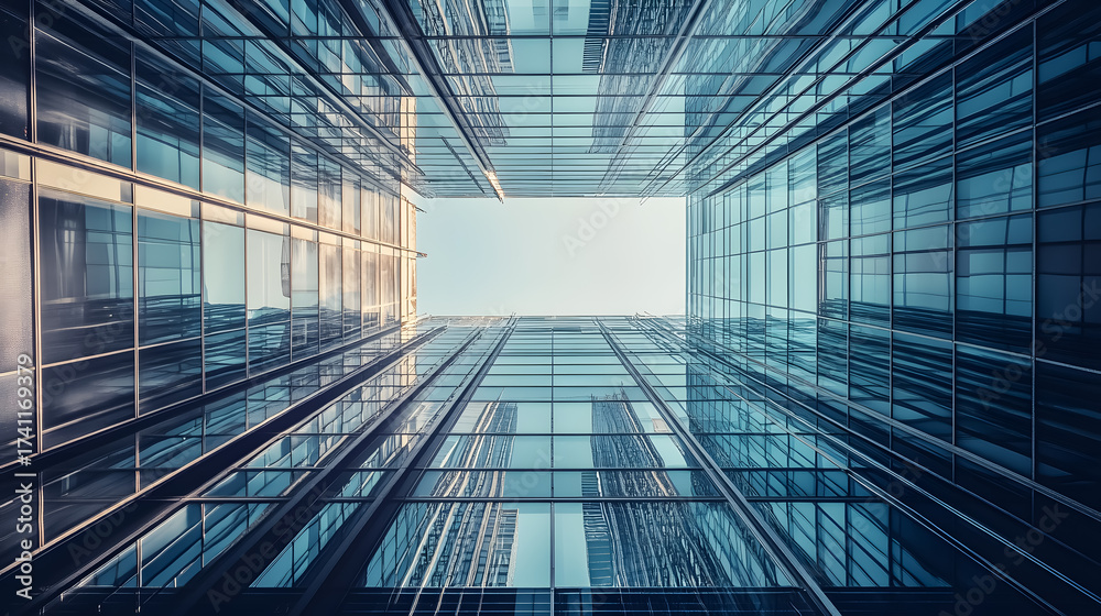 Stock-Foto „The steel skeleton of a high-rise building under ...