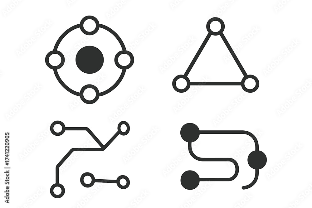 Connection and network icon set. Abstract concept of communication ...