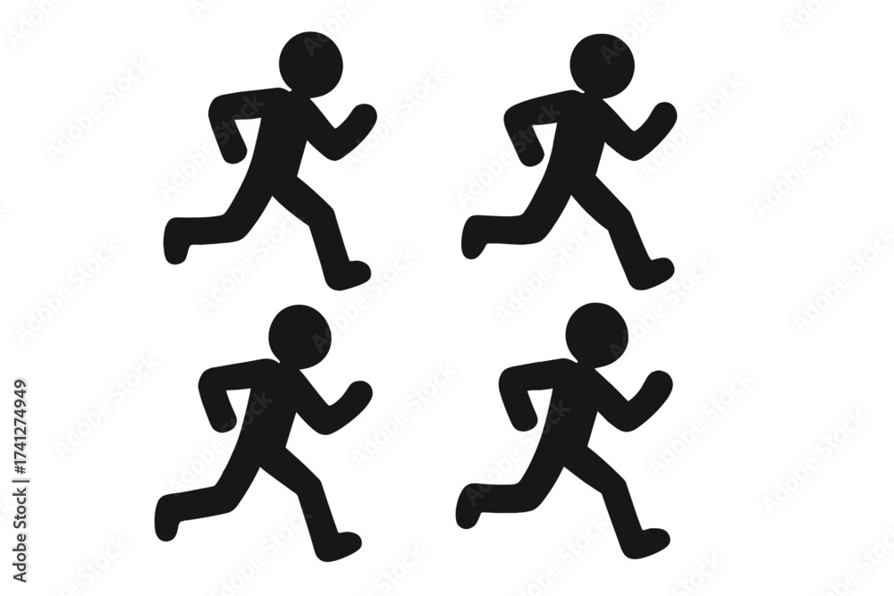 Vector de Stock Running man icon set. Runner silhouette symbol ...