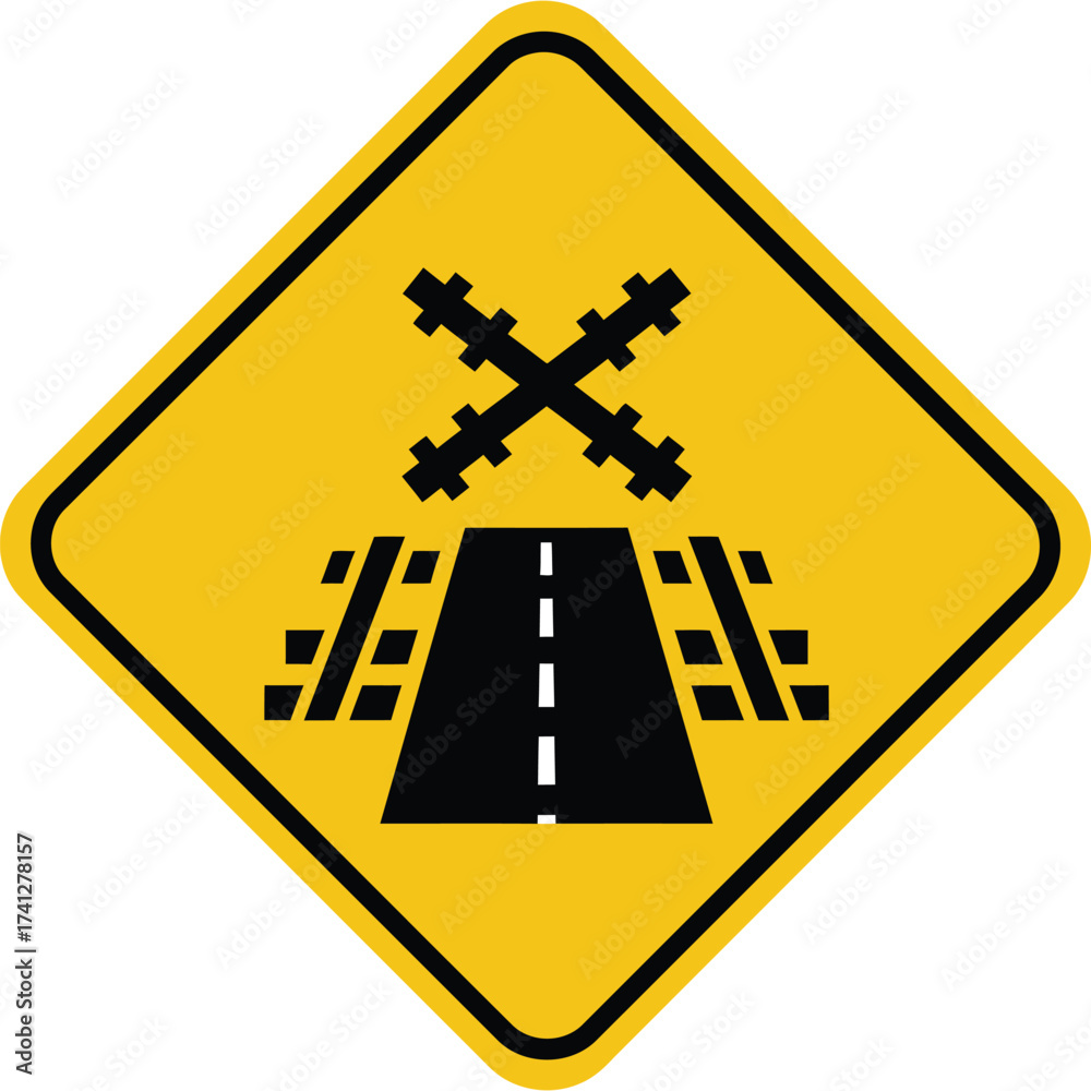 Railroad Crossing Ahead Warning Sign traffic road transportation ...