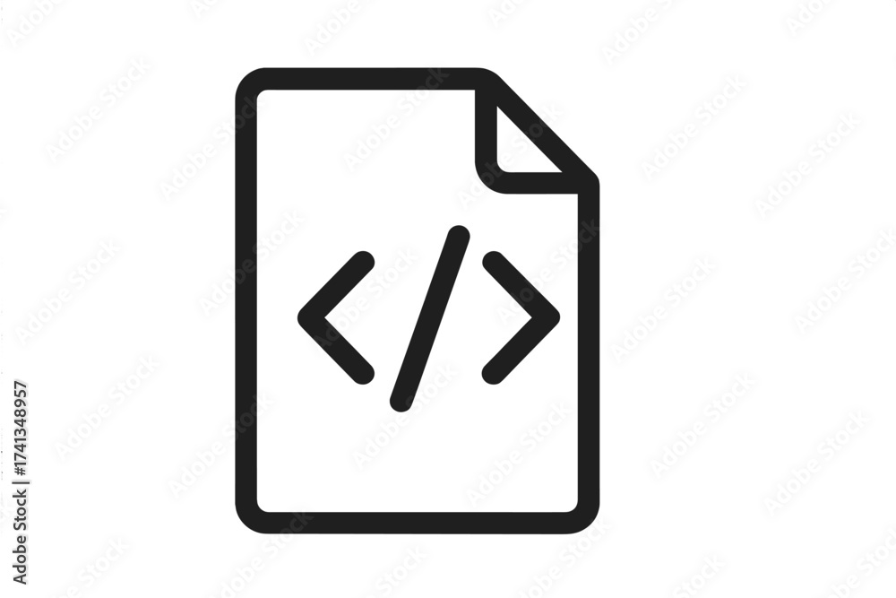 Web page source code symbol, HTML programming file icon, software development illustration, code ...