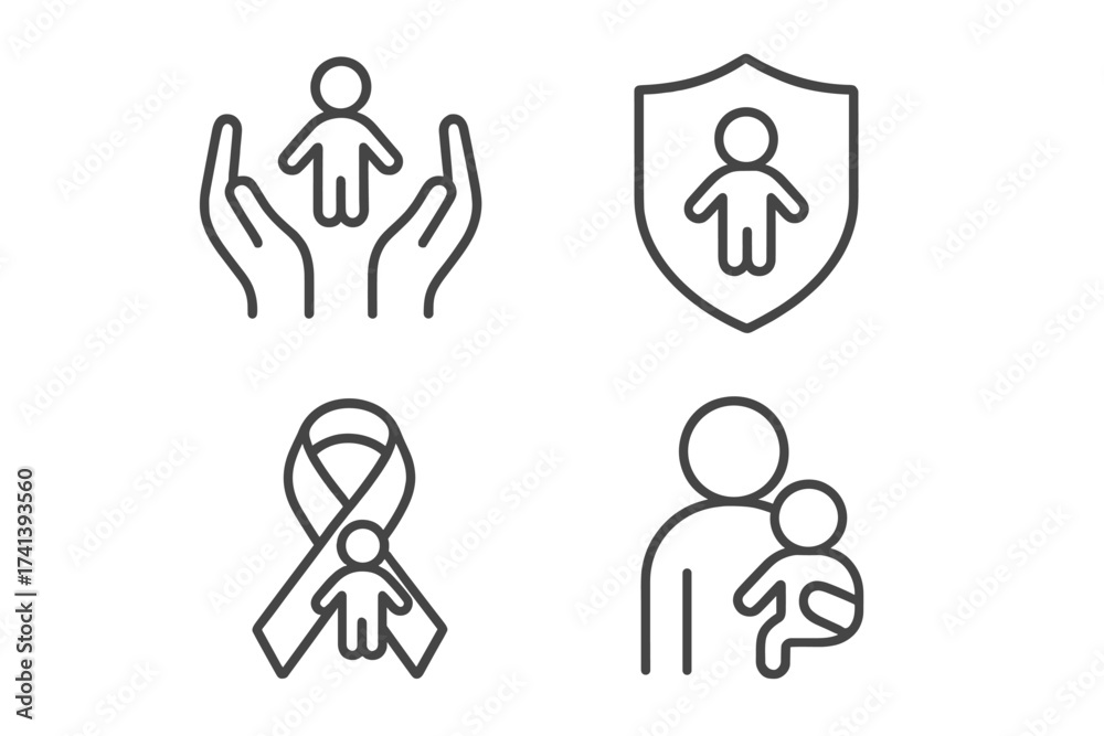 Child care icon set. Family, adoption symbols. Icons for children ...