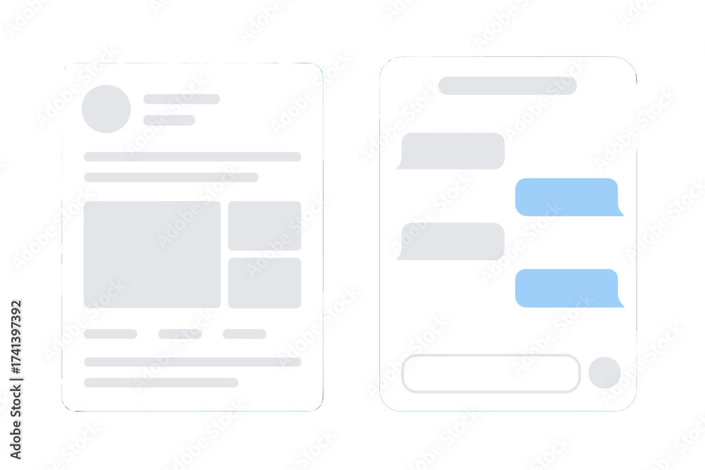 Social media profile and messenger chat window template. Vector UI kit ...