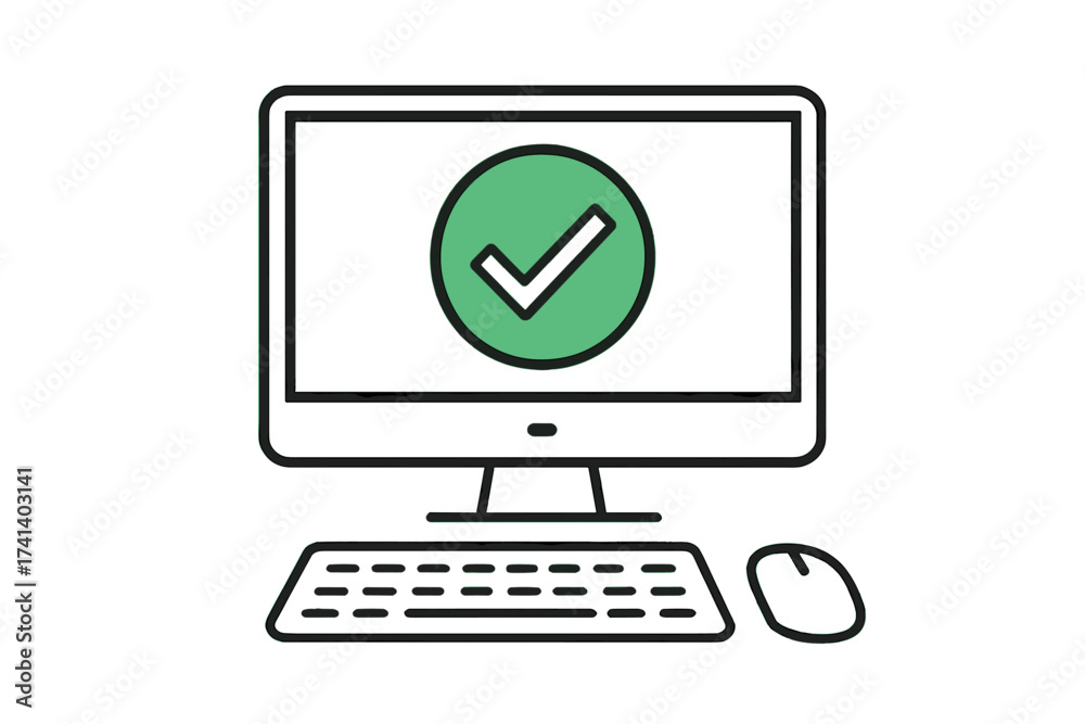 Image vectorielle Stock Computer with green checkmark on screen ...