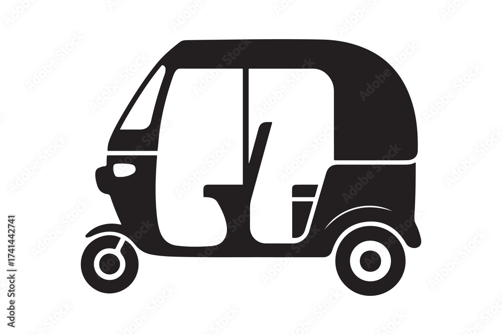 Auto rickshaw symbol sign silhouette icon. Vector Black silhouettes ...