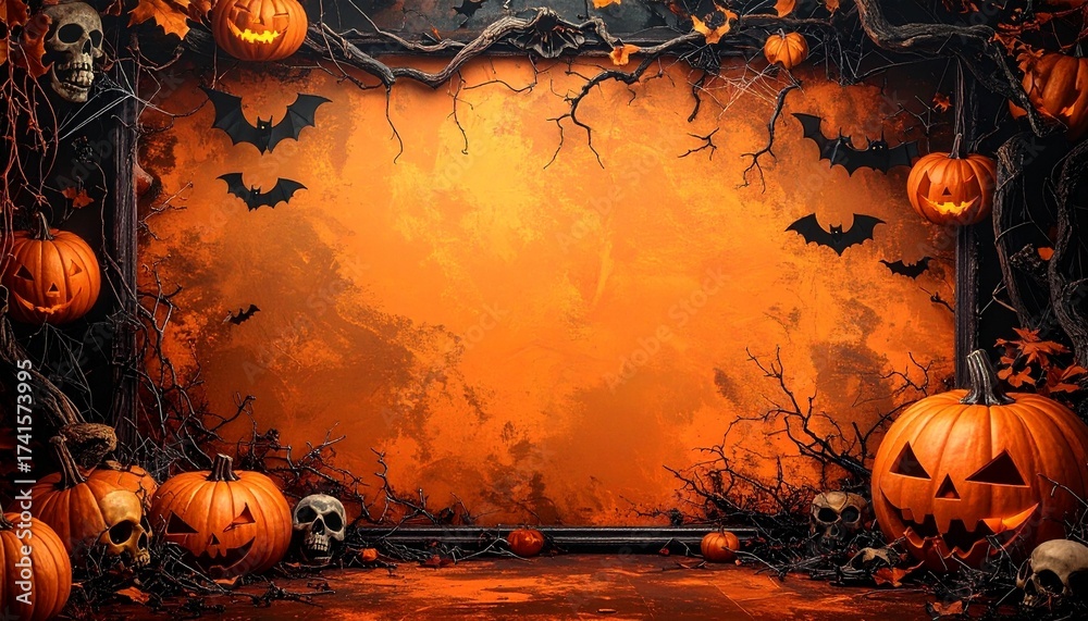 Marco fotográfico con fondo naranja oscuro y textura envejecida ...