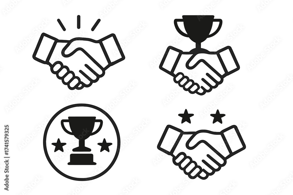 Win-win deal handshake icon vector illustration set with transparent ...