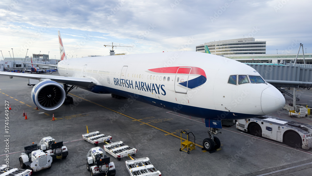 Seattle, - August 19, 2025; British Airways Boeing 777-300ER aircraft ...
